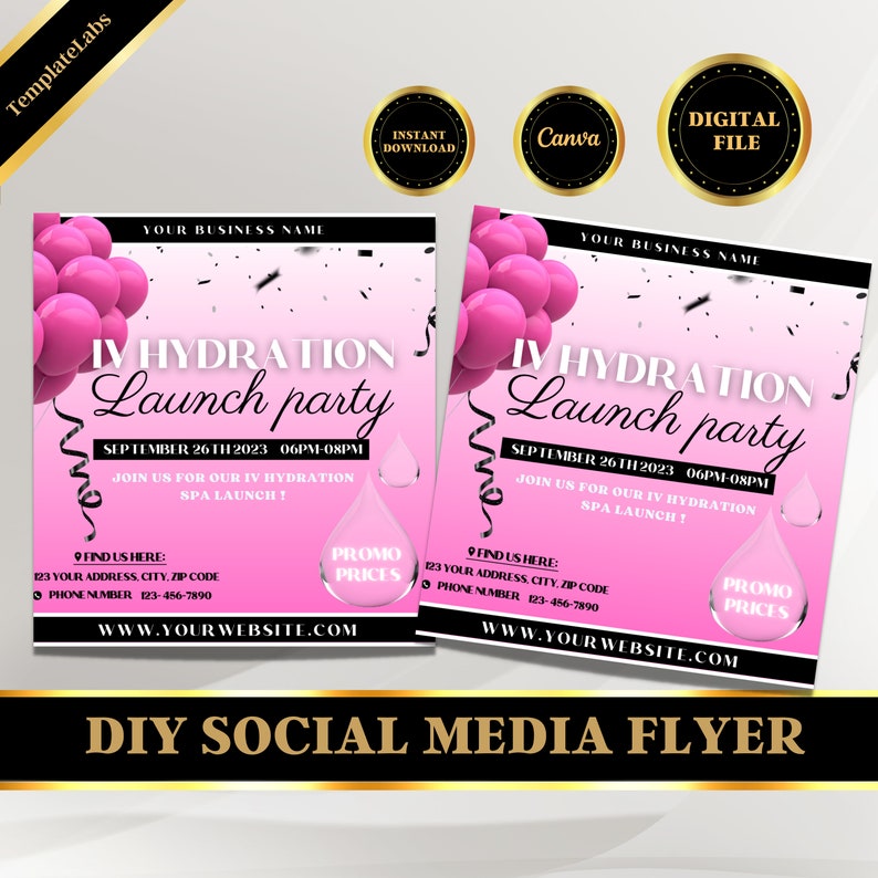 IV Hydration Social Media Template Grand Opening Flyer - Etsy