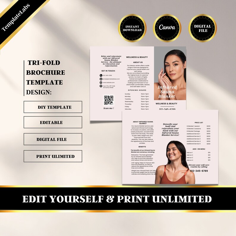 Infrared Sauna Blanket, Trifold Brochure Template, Canva Brochure ...