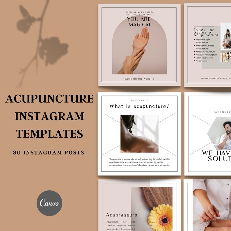 Acupuncture Instagram Template, Social Media Post, Instagram Post Canva ...