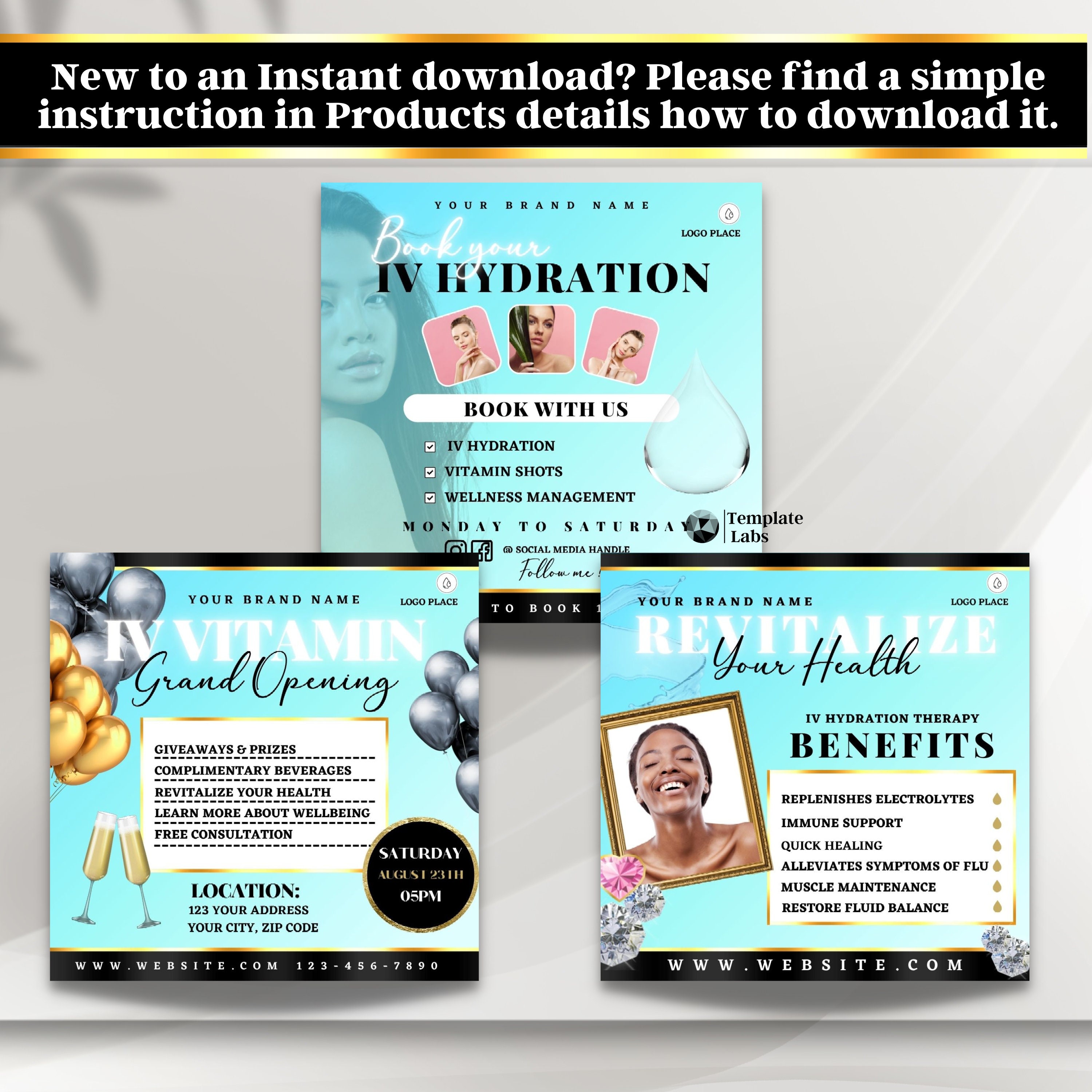 IV Hydration Templates IV Hydration Business Branding Kit - Etsy