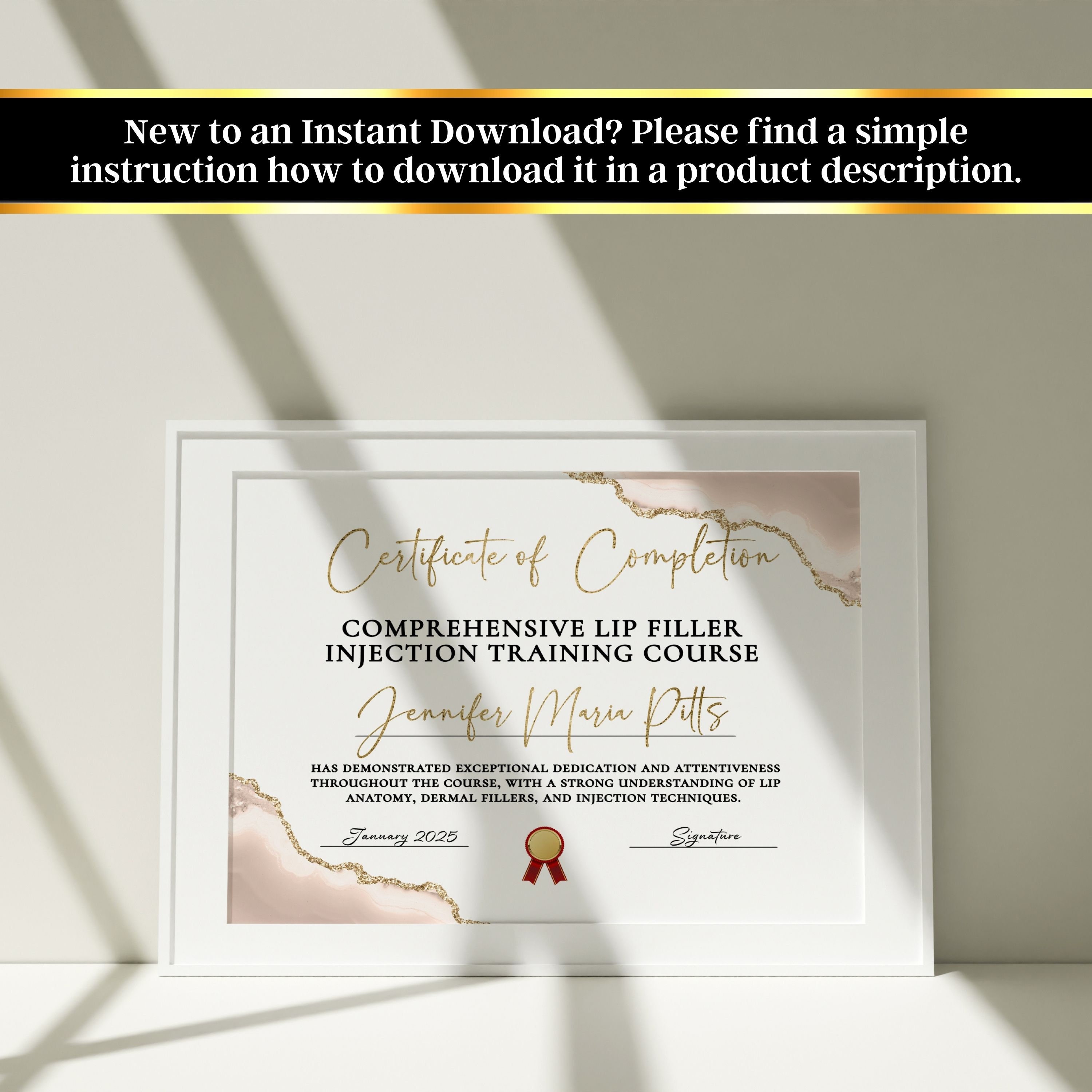 Lip Filler Certificate, Injector Nurse, Lip Filler Template, Printable ...