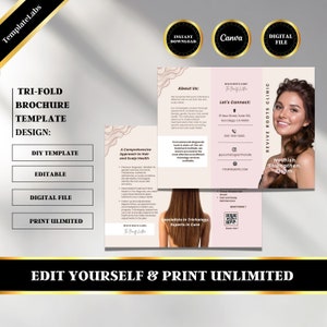 Trichology Brochure, Hair Loss Template, Scalp Treatment, Tri Fold ...
