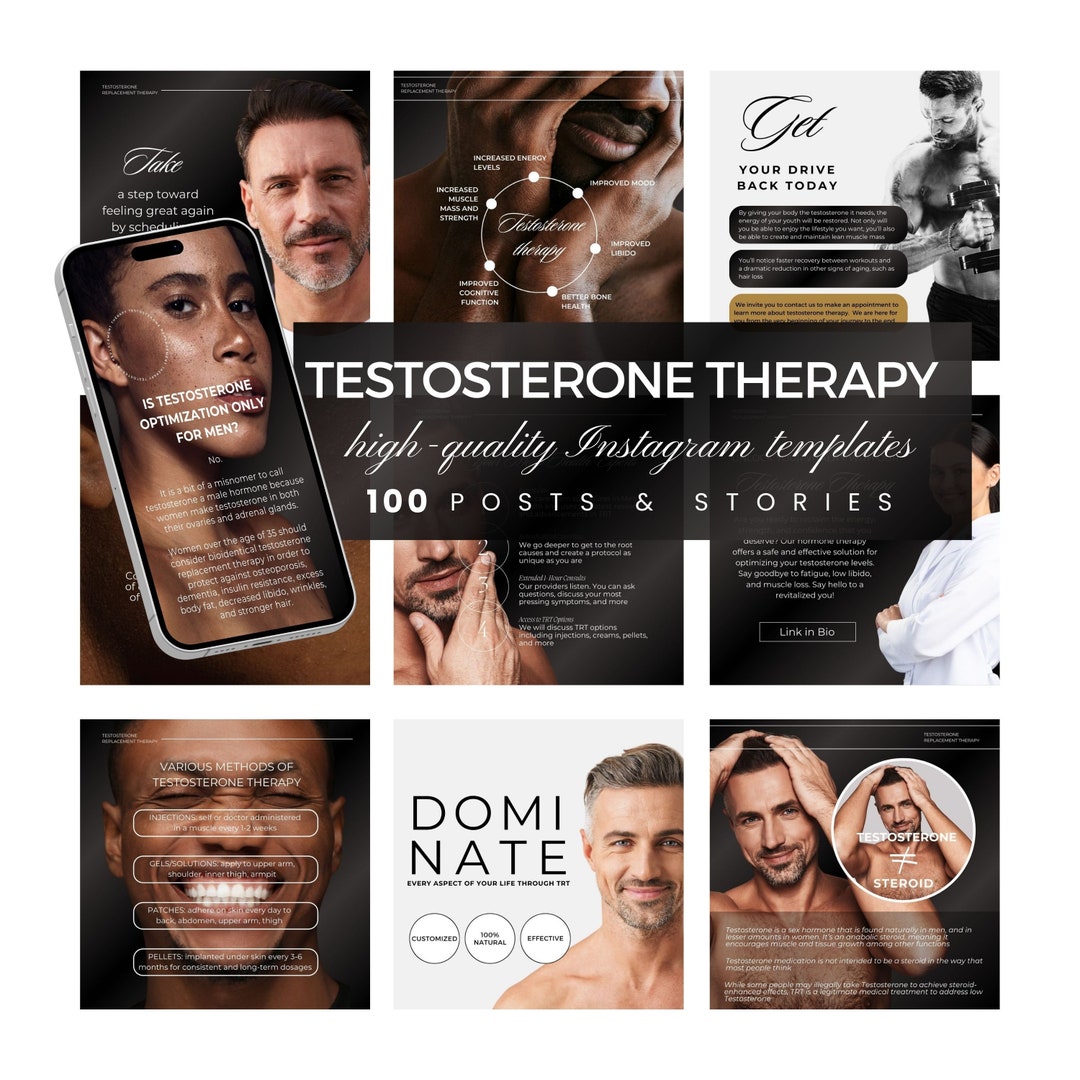 Testosterone Replacement Therapy Instagram Templates, TRT, Hormone ...