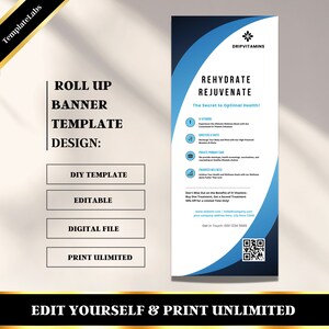IV Hydration Retractable Banner, Roll up Banner Template, Event Banner ...