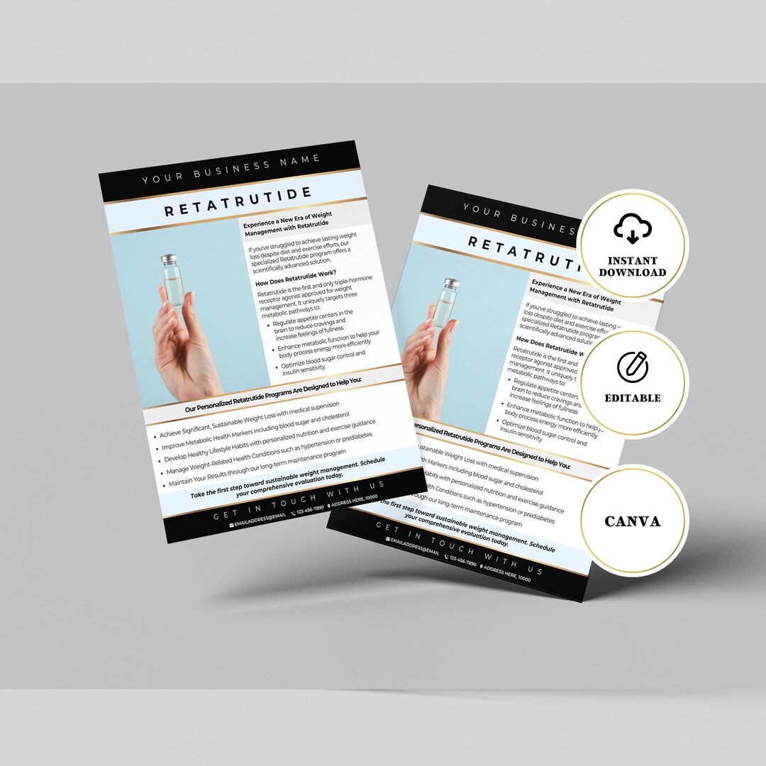 Retatrutide Printable Flyer, Weight Loss Clinic, GLP Instagram, Medspa ...