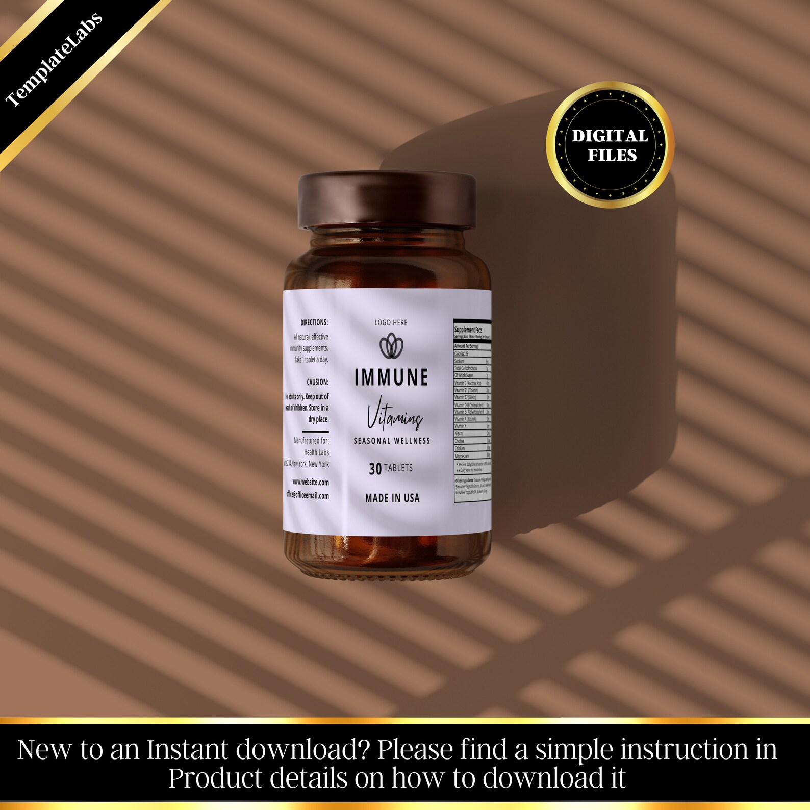 Supplement Bottle Label, Supplement Label Template, Vitamin Label ...