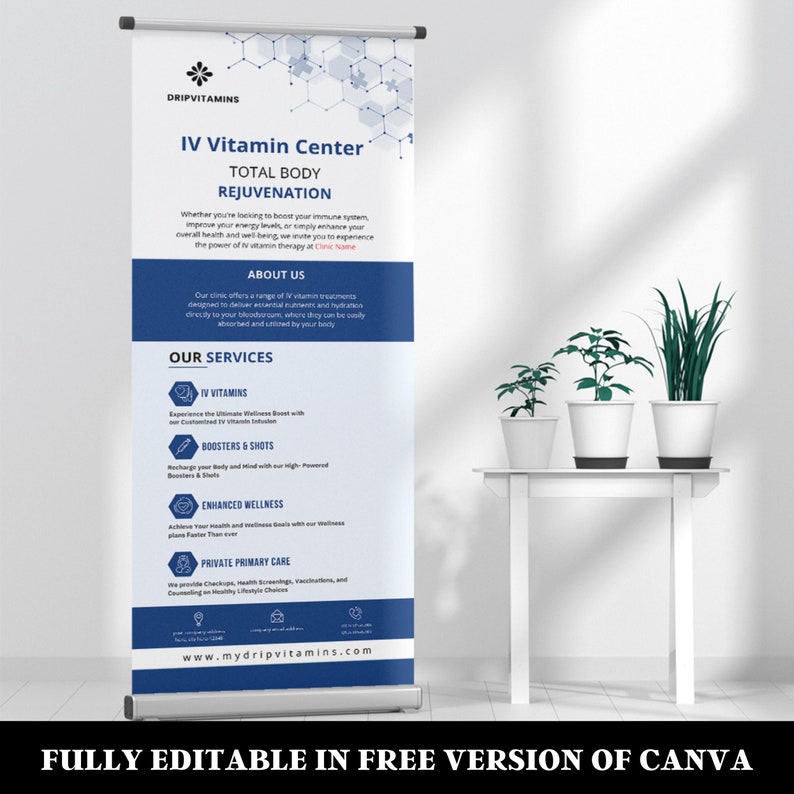 IV Hydration Retractable Banner Roll up Banner Template - Etsy