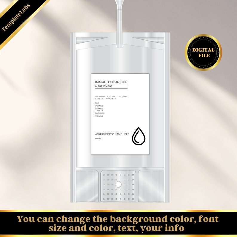 IV Bag Label IV Vitamin Drip DIY Label Printable Label - Etsy