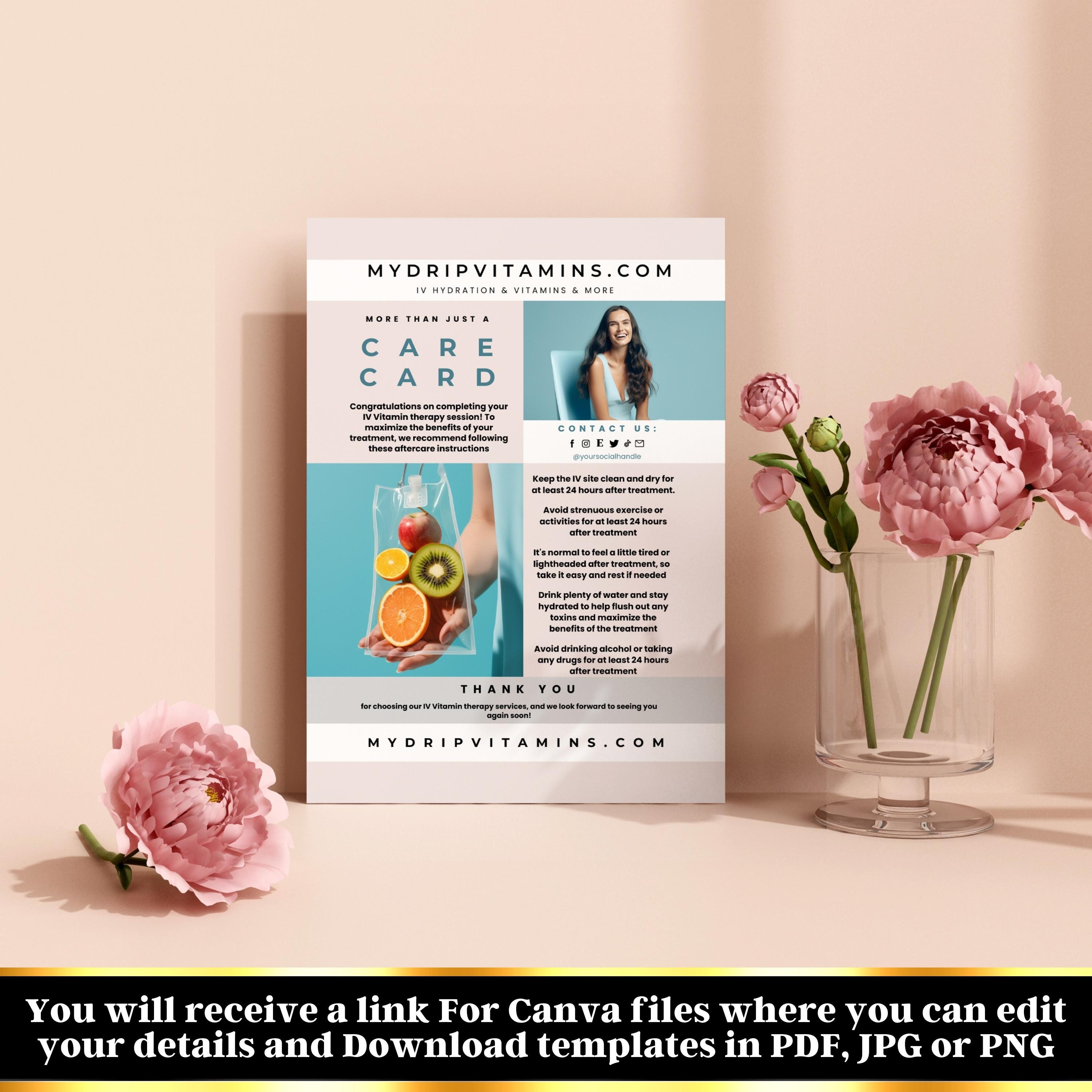 IV Therapy Aftercare, IV Aftercare Instructions, Printable Aftercare ...