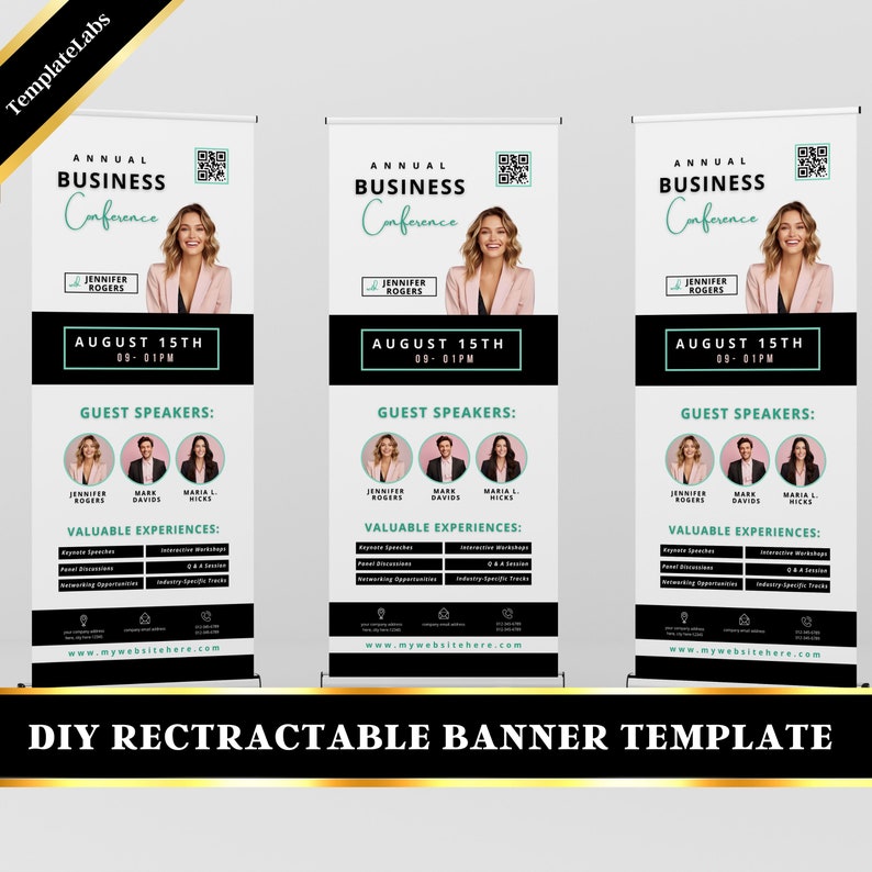 Retractable Banner Conference, Conference Template, Roll up Banner ...