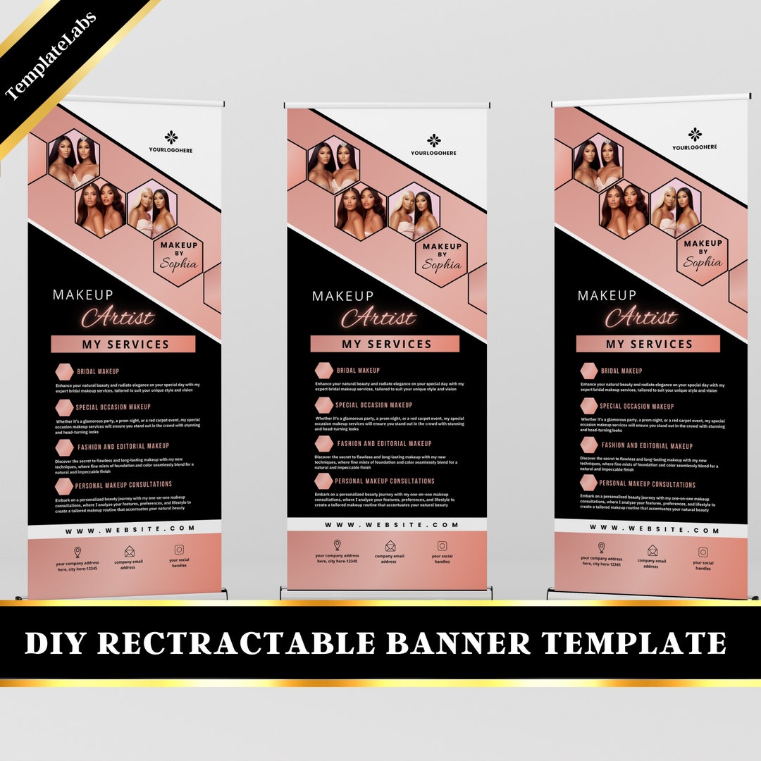 Retractable Banner Makeup, Makeup Banner, Roll up Banner Template ...