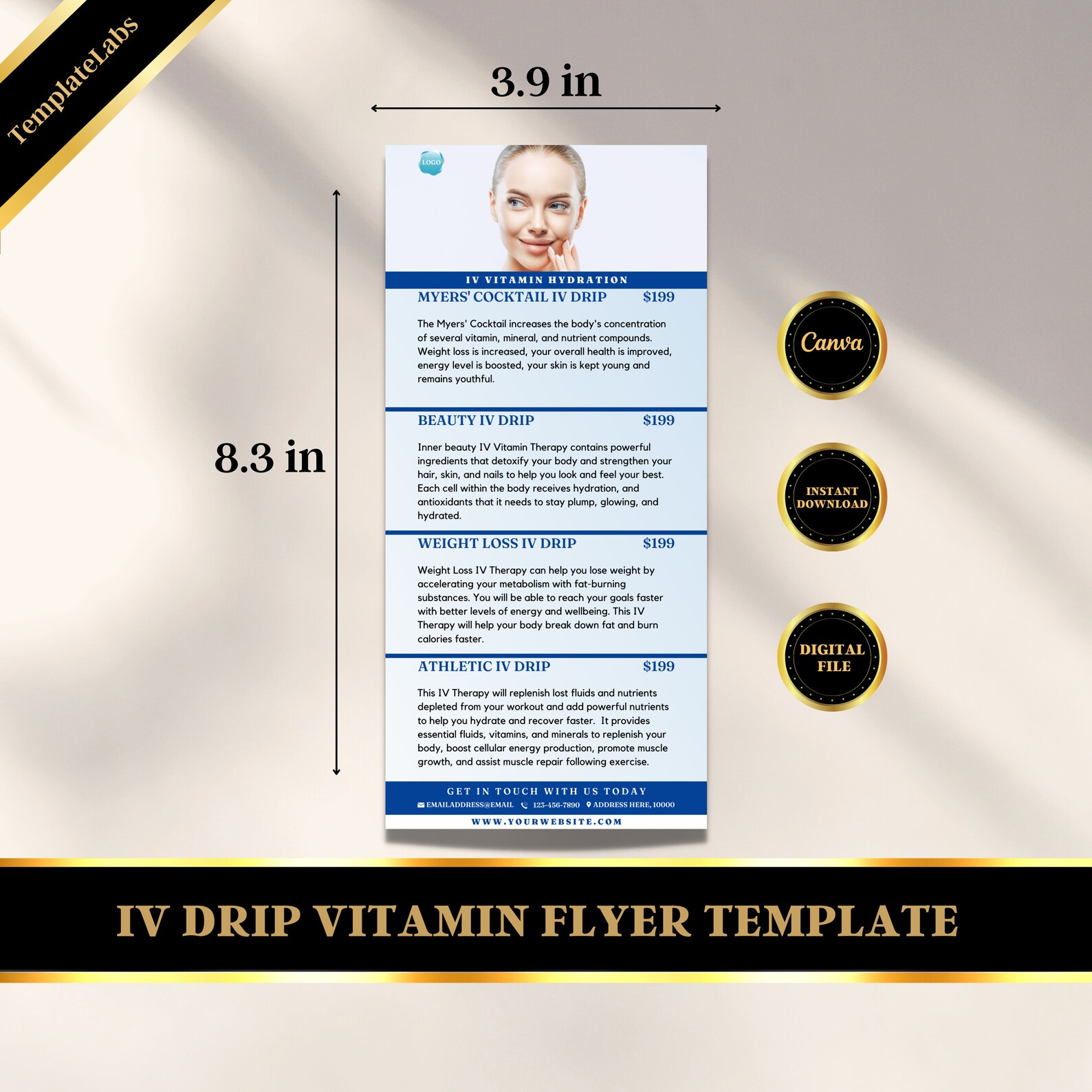 IV Therapy Flyer, IV Hydration Template, Digital Flyer, DIY Flyer ...