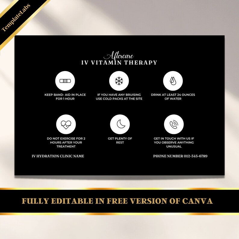 IV Hydration Printable, IV Therapy Template, Aftercare Card, Printable ...