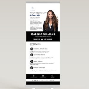 Retractable Banner Real Estate, Realtor Banner Template, Roll up Banner ...