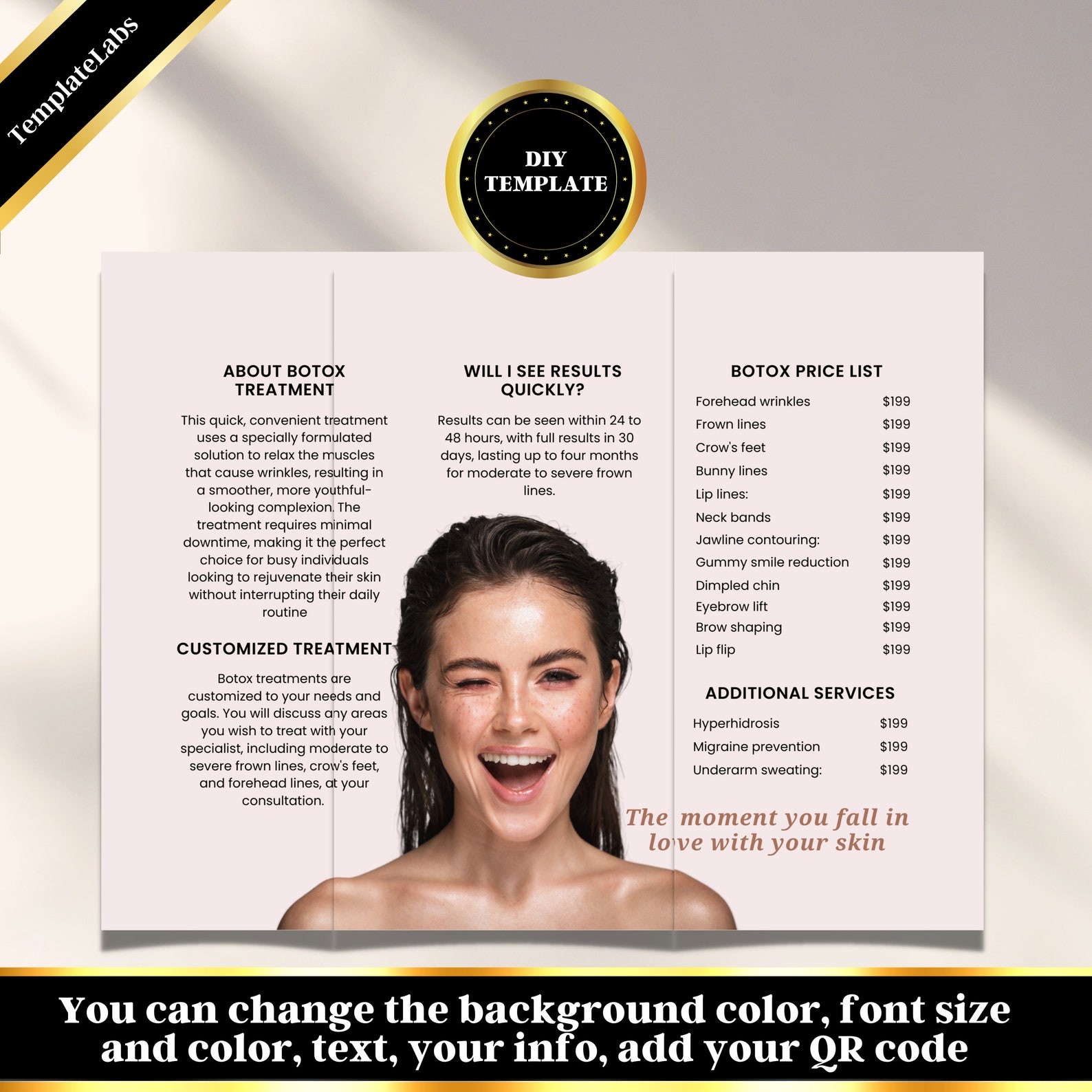 Botox Price List, Botox Template, Medspa Brochure, Tri Fold Brochure ...