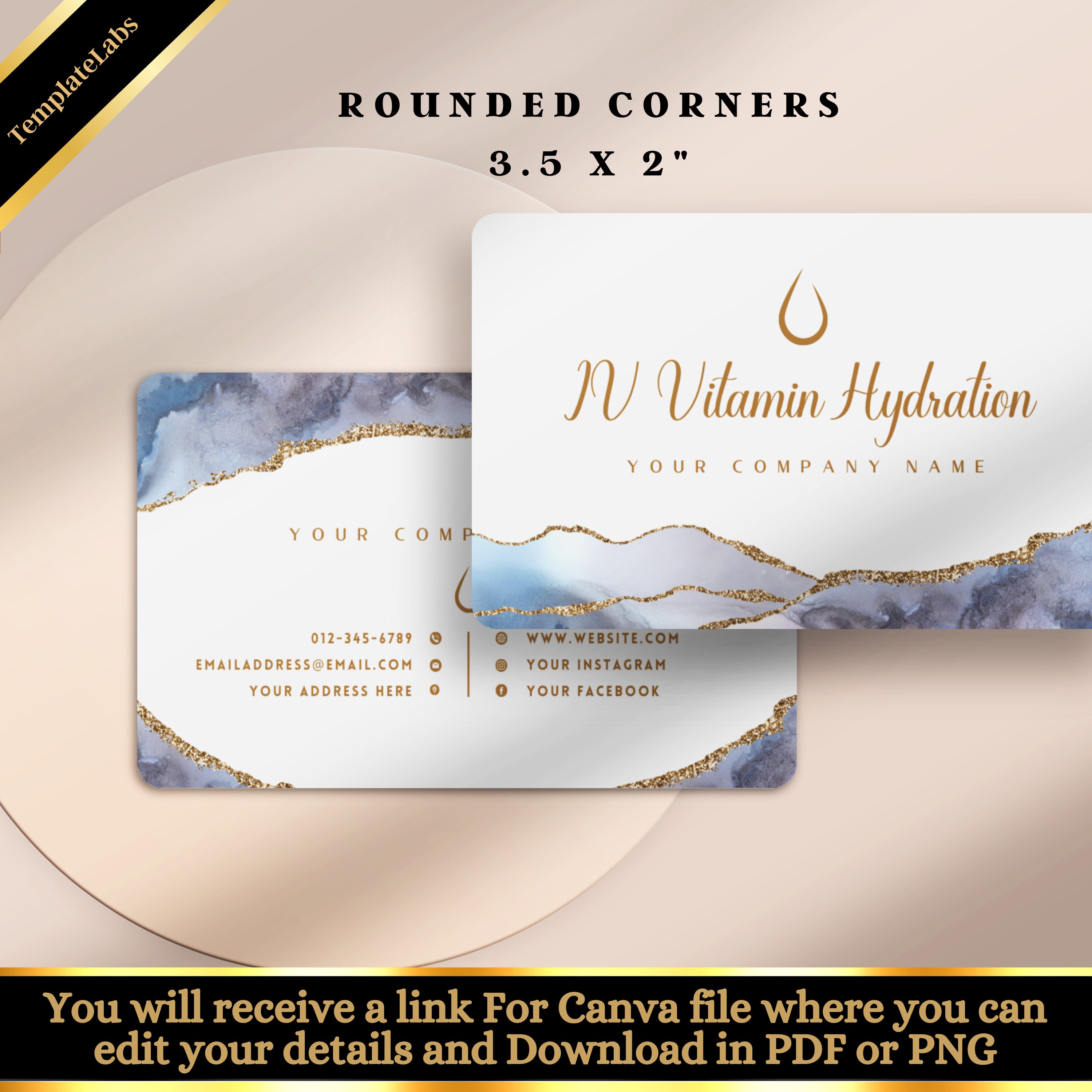 IV Drip Business Card, IV Hydration, DIY Business Card, Marble Business ...