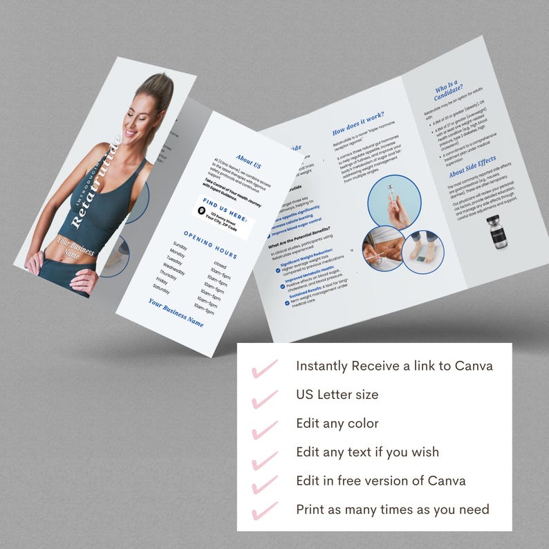 Retatrutide Trifold, Trifold Brochure Template, Peptide Brochure ...