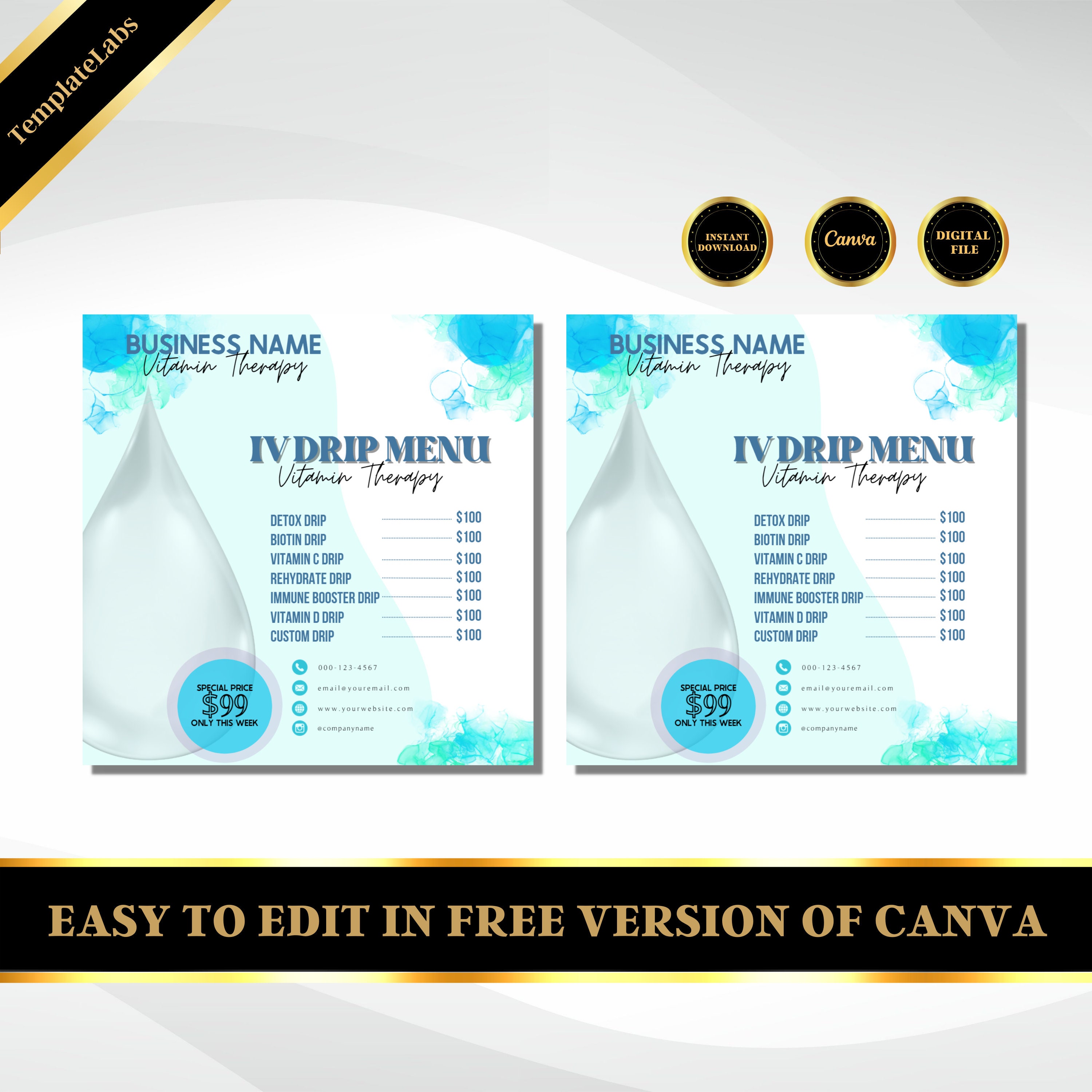 IV Drip Business, IV Therapy Template, Social Media Flyer, IV Hydration ...