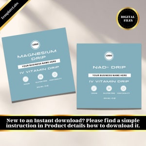 IV Bag Label, IV Label, IV Hydration Labels, Printable Label, Editable ...