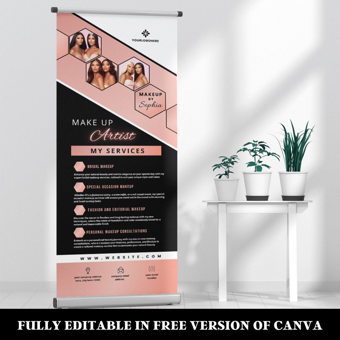 Retractable Banner Makeup, Makeup Banner, Roll up Banner Template ...
