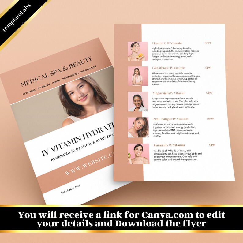 IV Hydration Template, Iv Hydration Flyer, IV Hydrate, Iv Therapy Menu ...