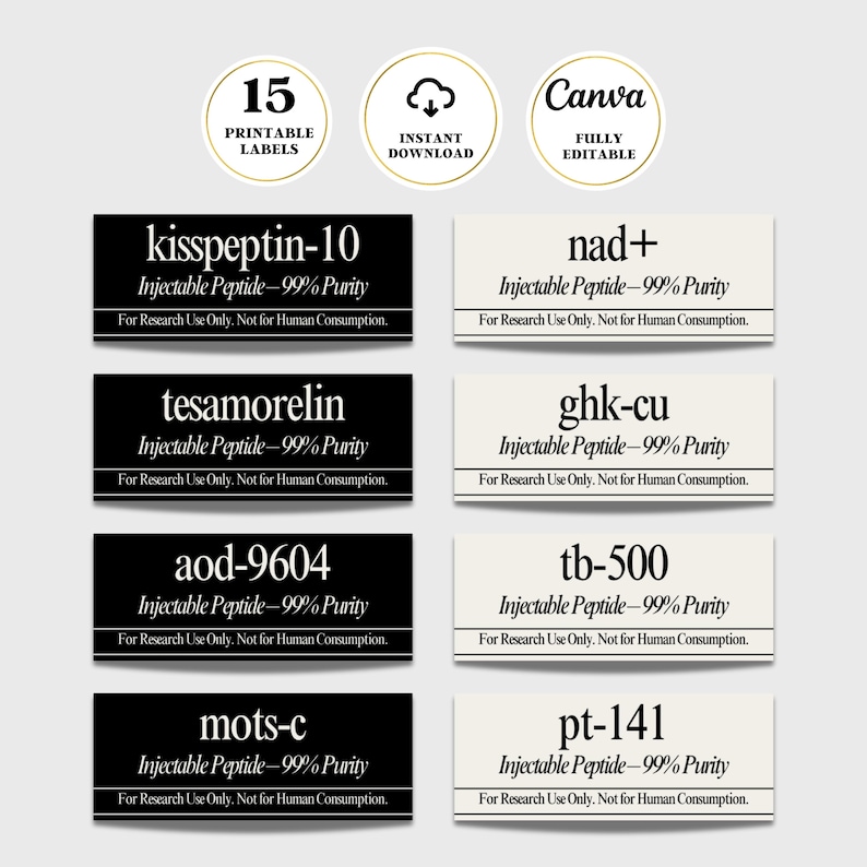 Peptide Label Template, Peptide Labels Canva, Printable Label, Peptide ...