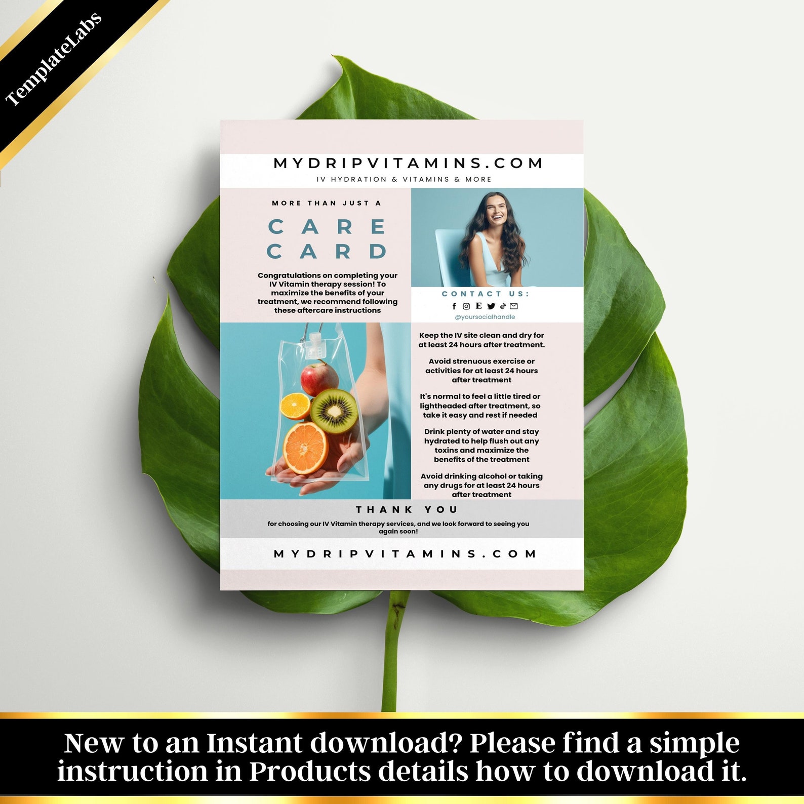 IV Therapy Aftercare, IV Aftercare Instructions, Printable Aftercare ...