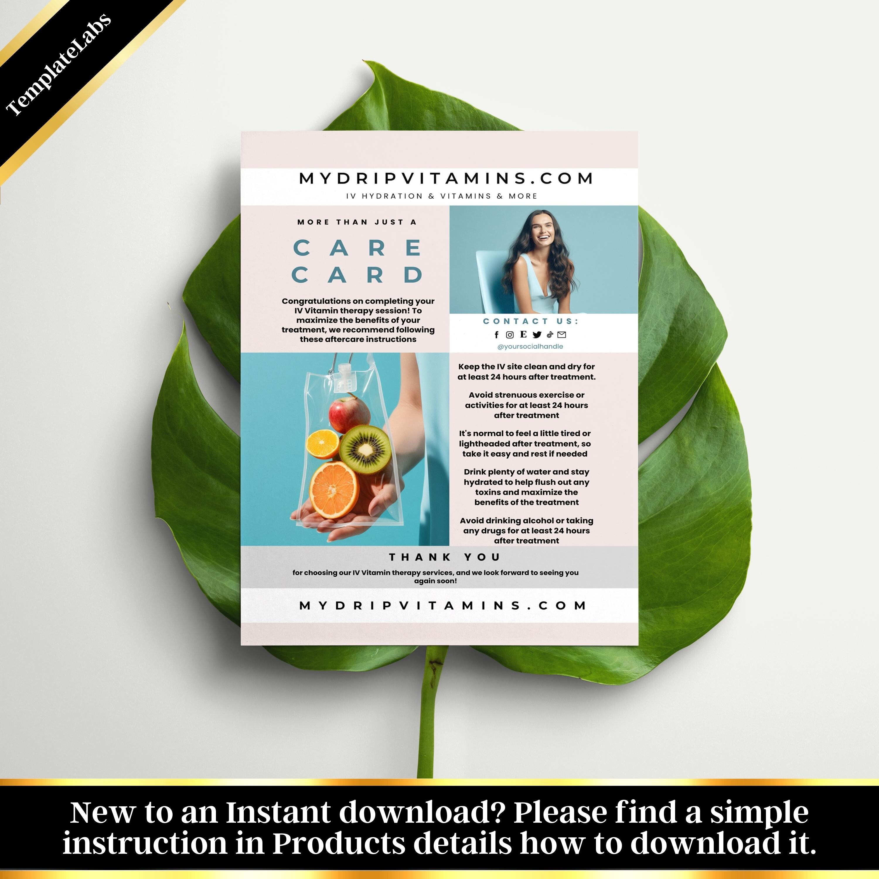 IV Therapy Aftercare, IV Aftercare Instructions, Printable Aftercare ...