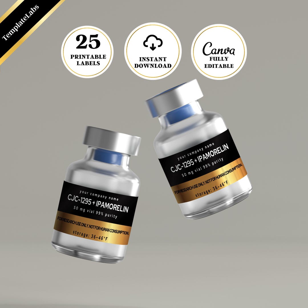 Peptide Label Template, Printable Label, Peptide Therapy Canva, Canva ...