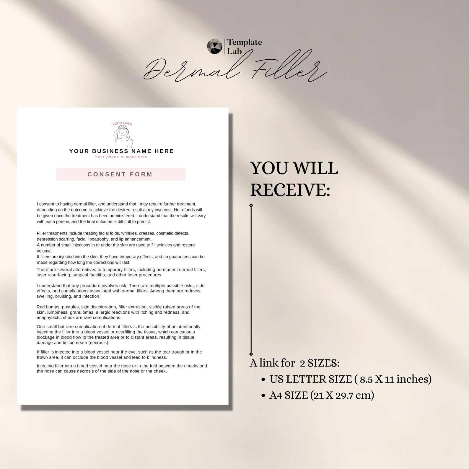 Client Consent Form, Med Spa Form, Injectable Filler, Printable Form ...