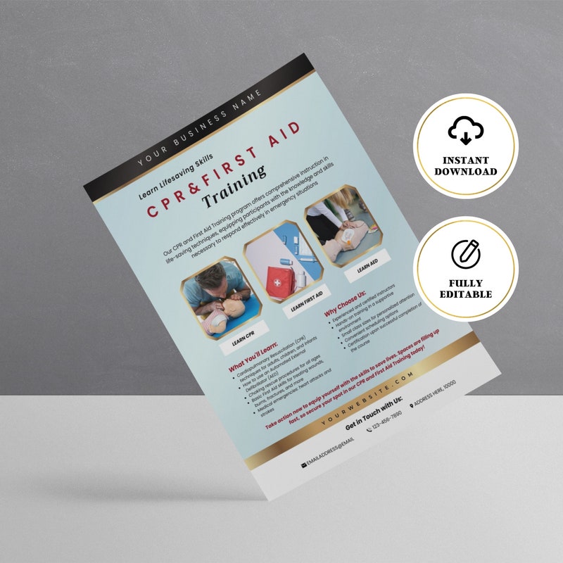 Cpr Training Flyer Template - Etsy