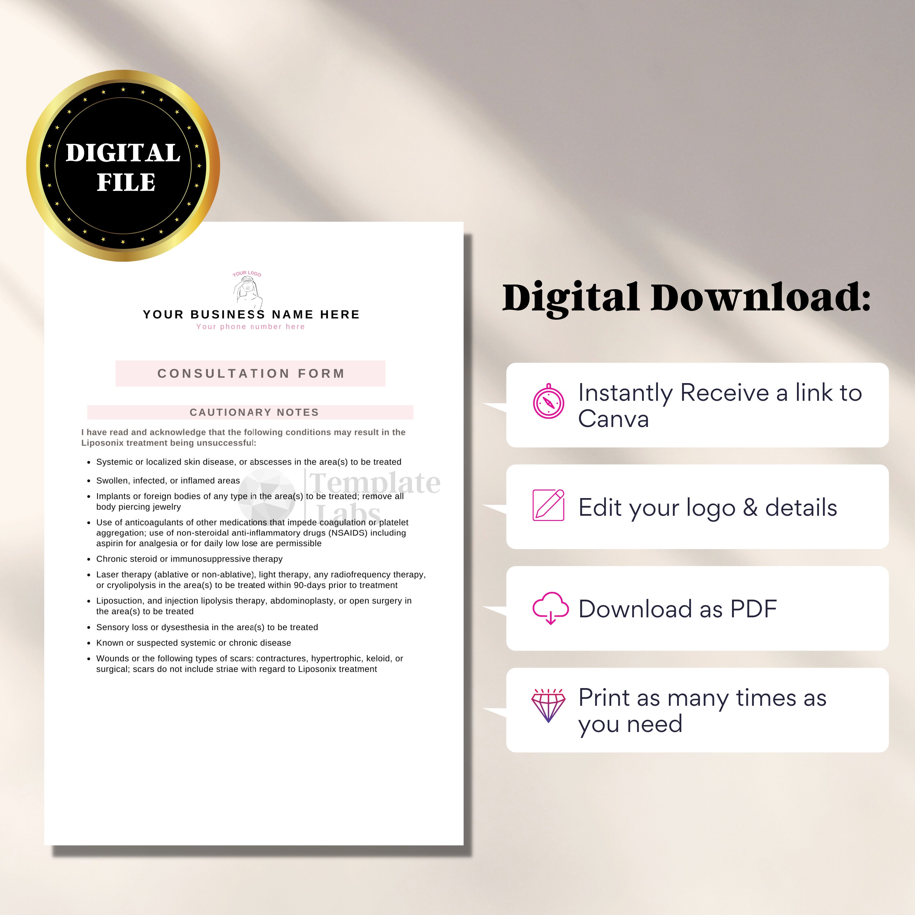 Liposonix Form, Consultation Form, Liability Waiver, Consent Form ...