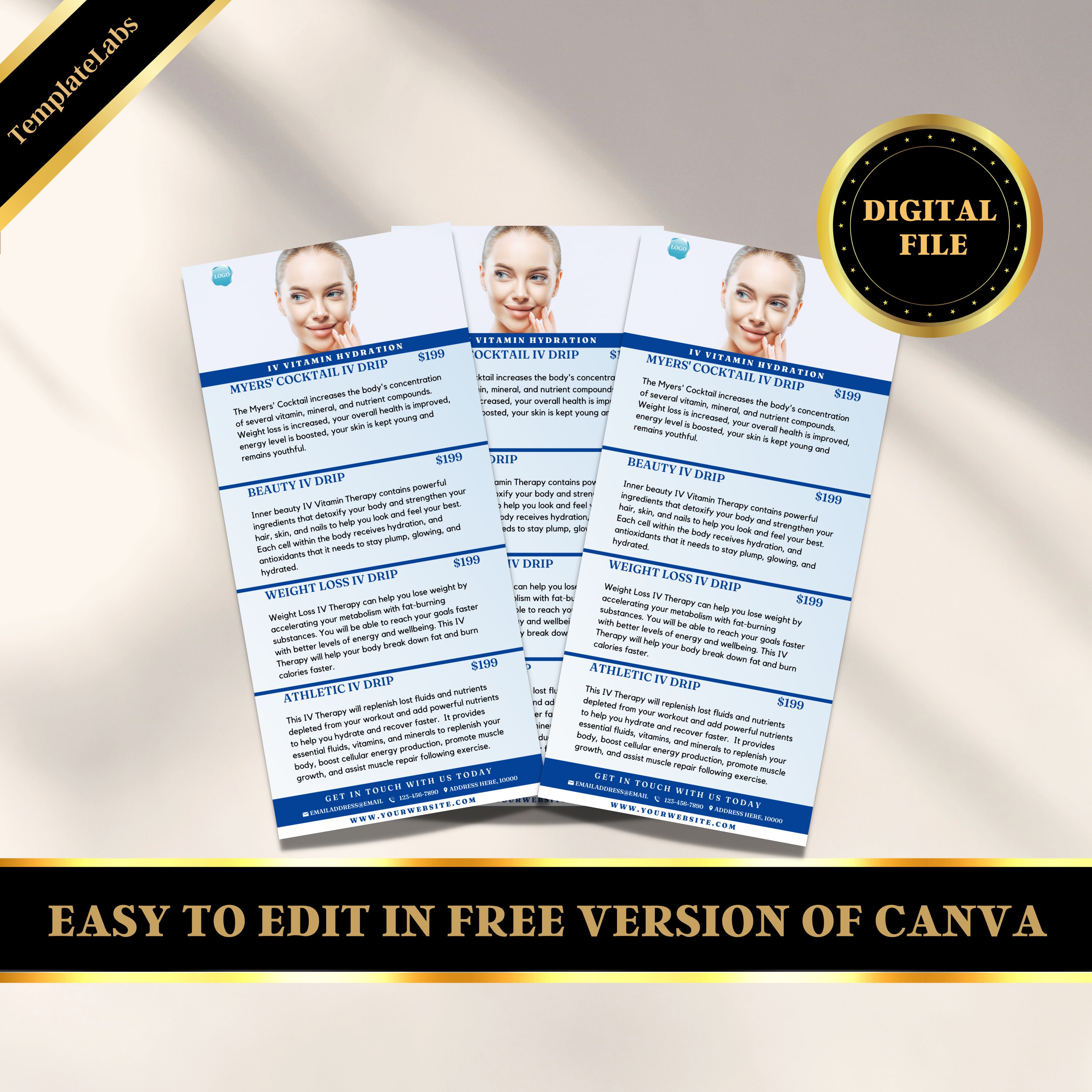 IV Therapy Flyer, IV Hydration Template, Digital Flyer, DIY Flyer ...