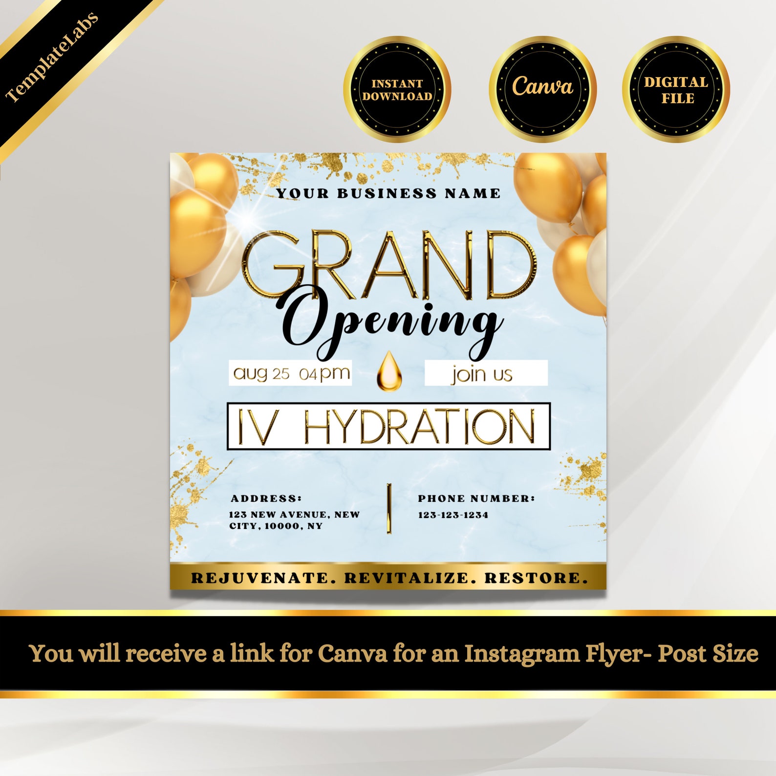 IV Hydration Social Media Template, Grand Opening Flyer Template ...