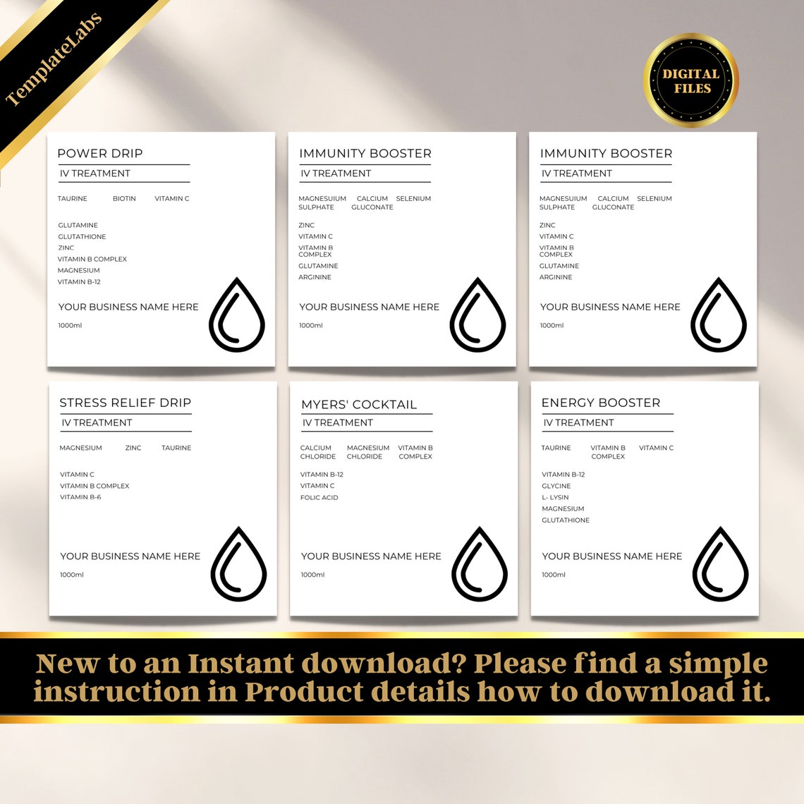 IV Bag Label IV Vitamin Drip DIY Label Printable Label - Etsy