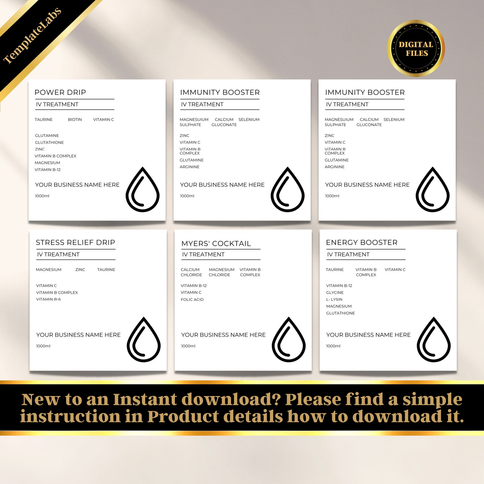 IV Bag Label IV Vitamin Drip DIY Label Printable Label - Etsy