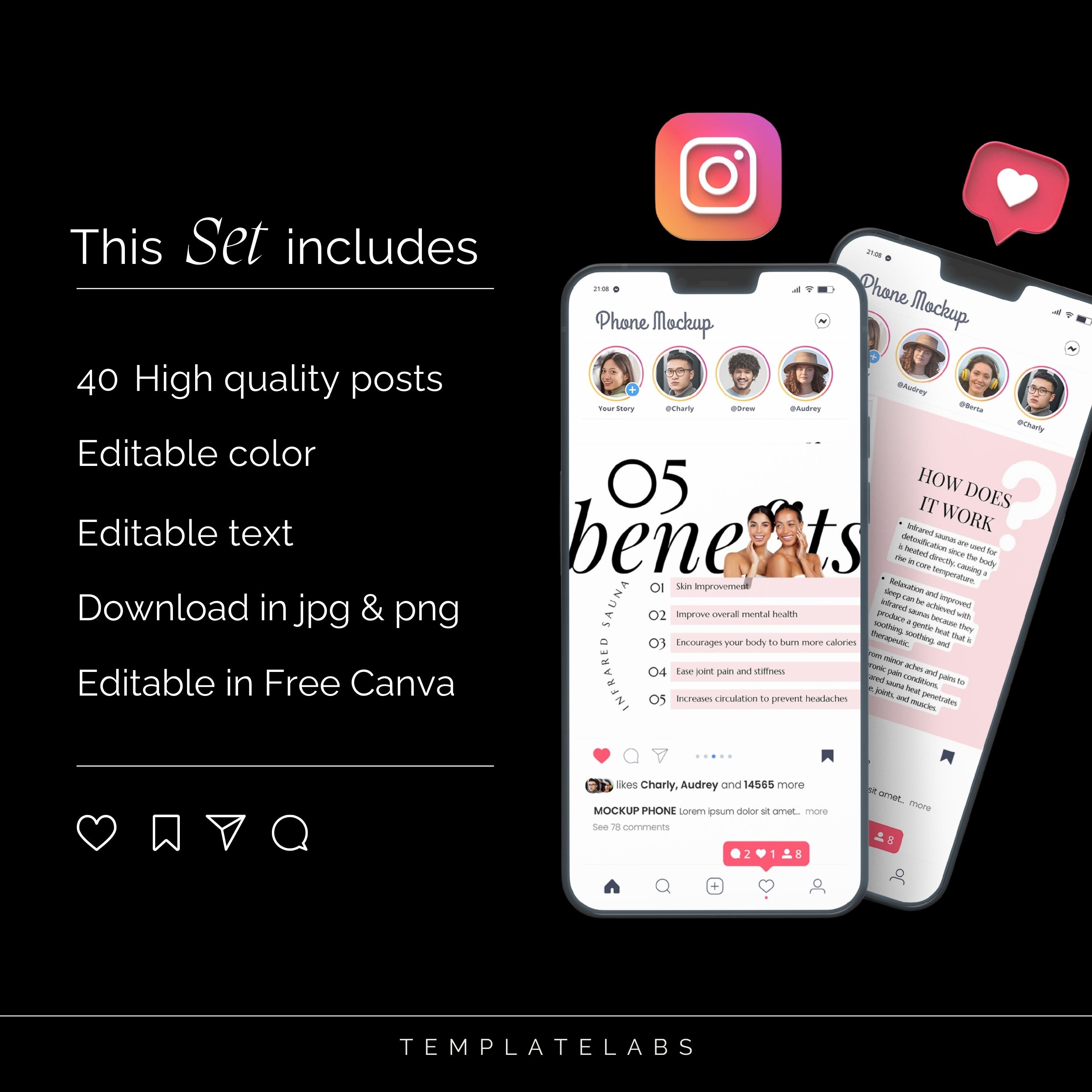 Infrared Sauna, Instagram Post Template Canva, Medspa Flyer, Digital ...