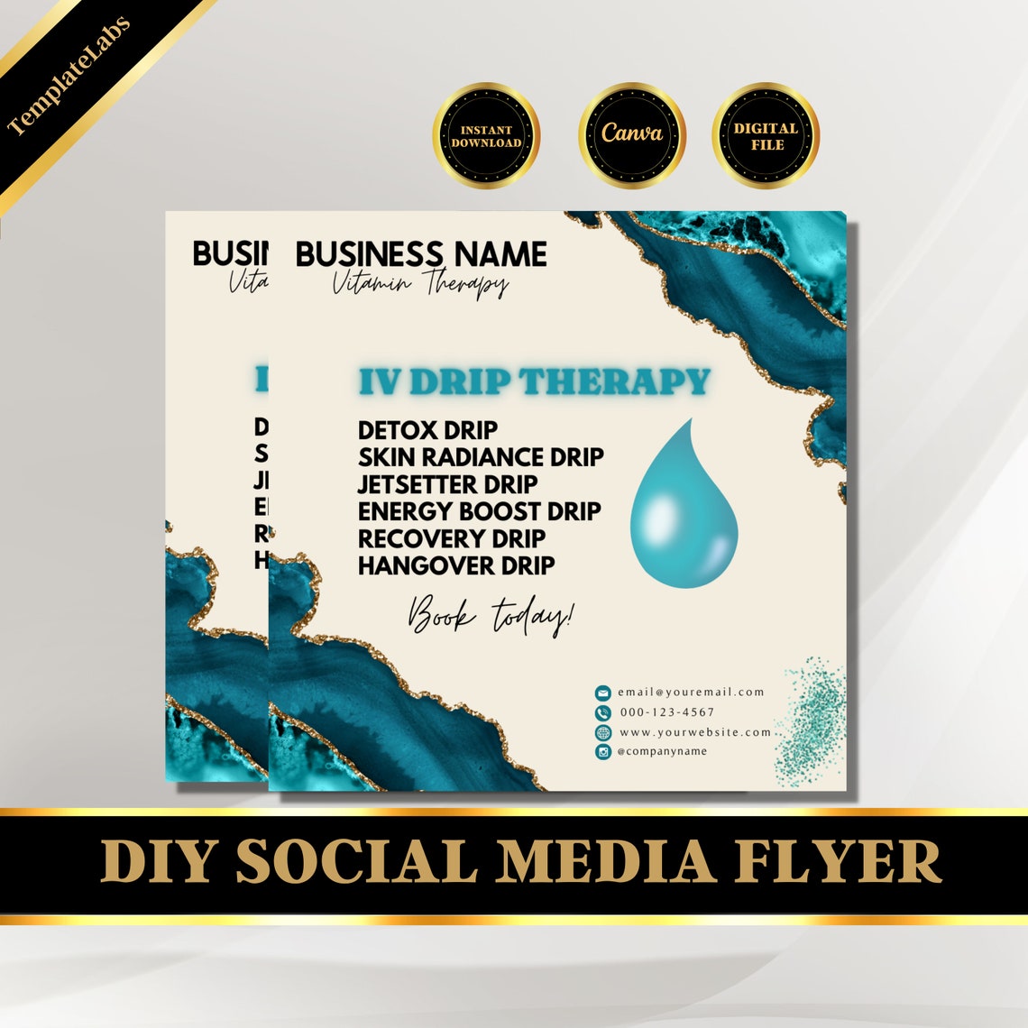 IV Drip Business, IV Therapy Template, Social Media Flyer, IV Hydration ...