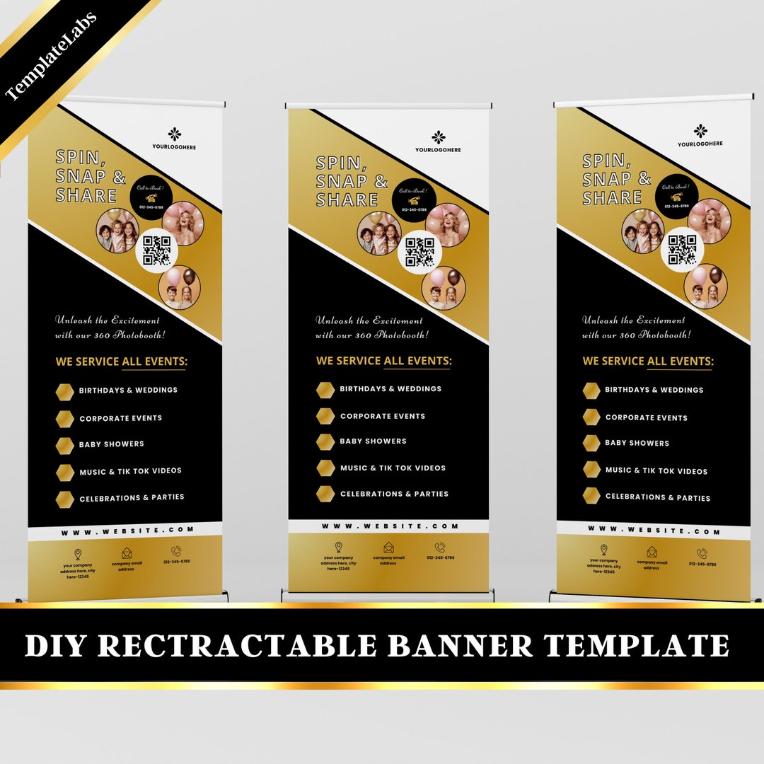 Retractable Banner 360 Photobooth Digital, 360 Photobooth Template ...