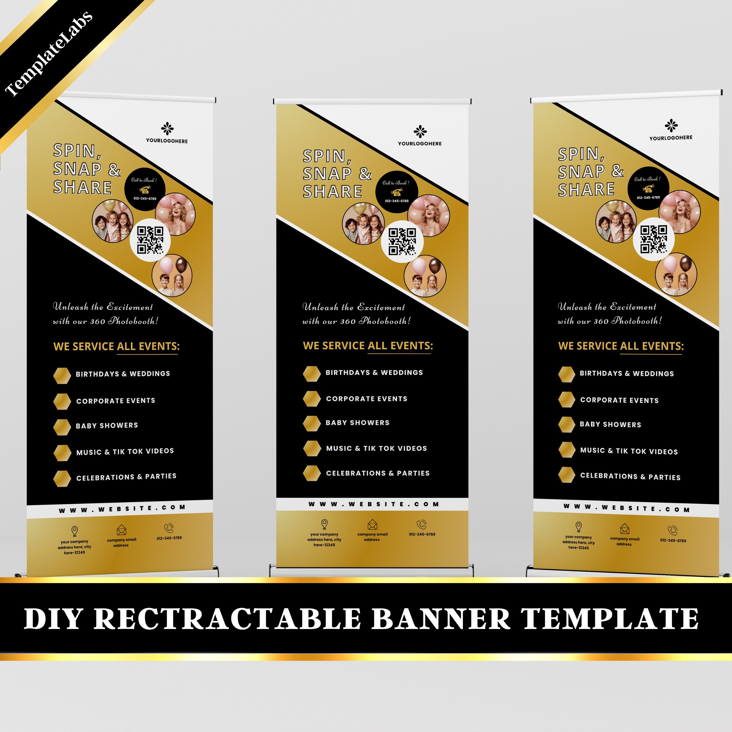 Retractable Banner 360 Photobooth Digital, 360 Photobooth Template ...