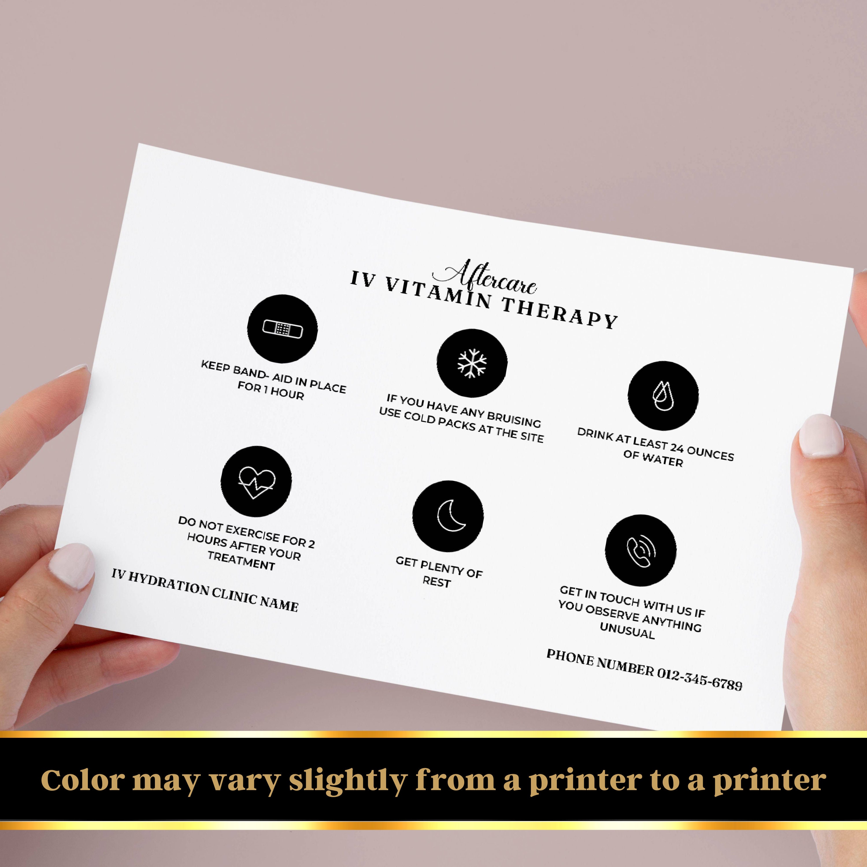 IV Hydration Printable IV Therapy Template Aftercare Card - Etsy