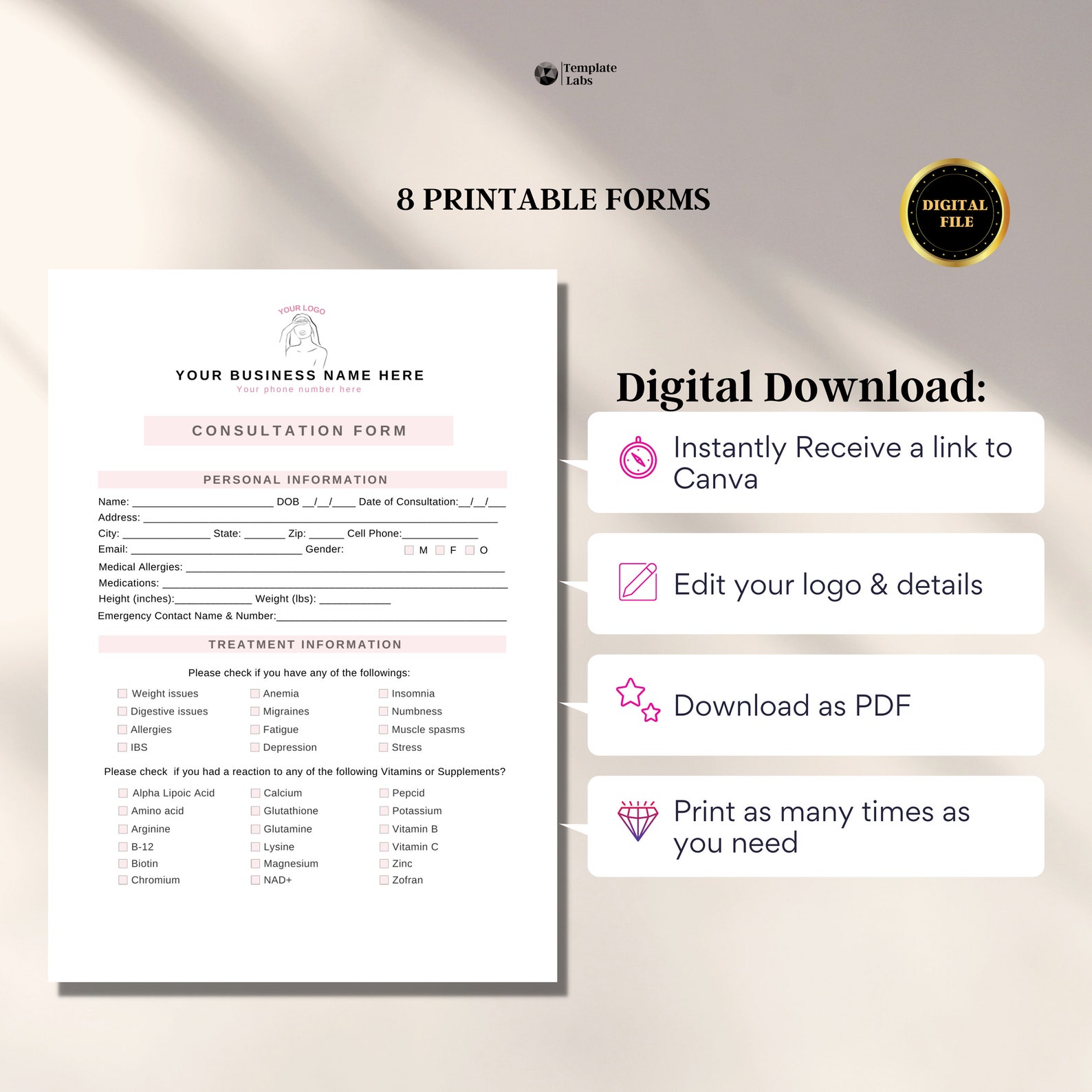 IV Hydration Therapy and Vitamin Infusion Form, IV Therapy Intake Form ...