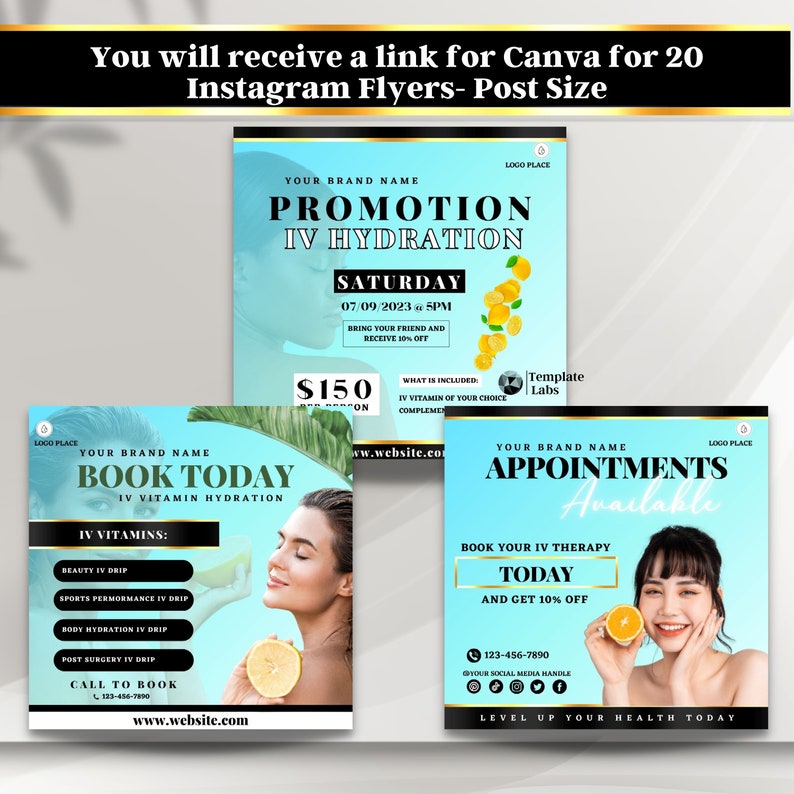 IV Hydration Templates IV Hydration Business Branding Kit - Etsy