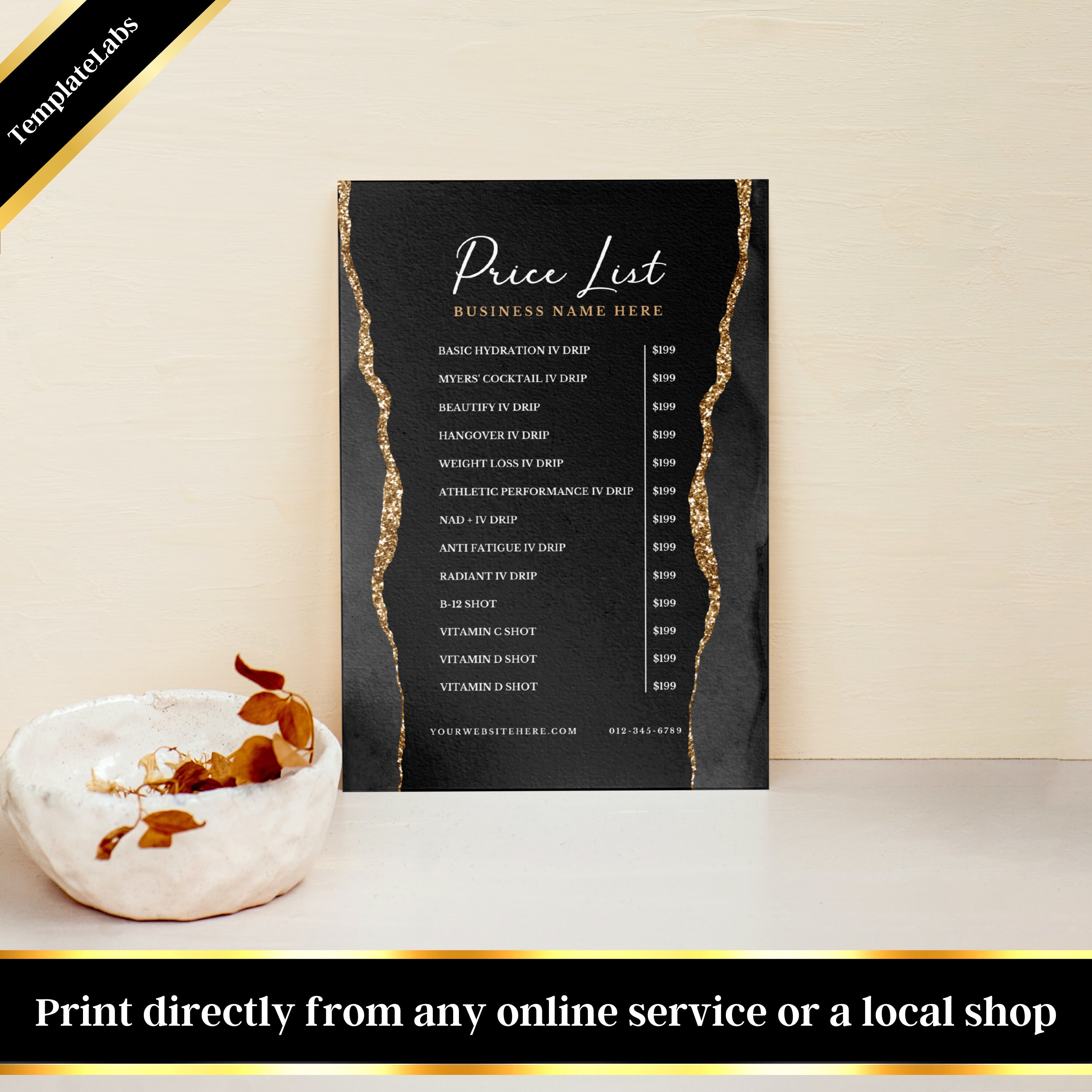 IV Hydration Template Printable Price List Template IV Drip - Etsy
