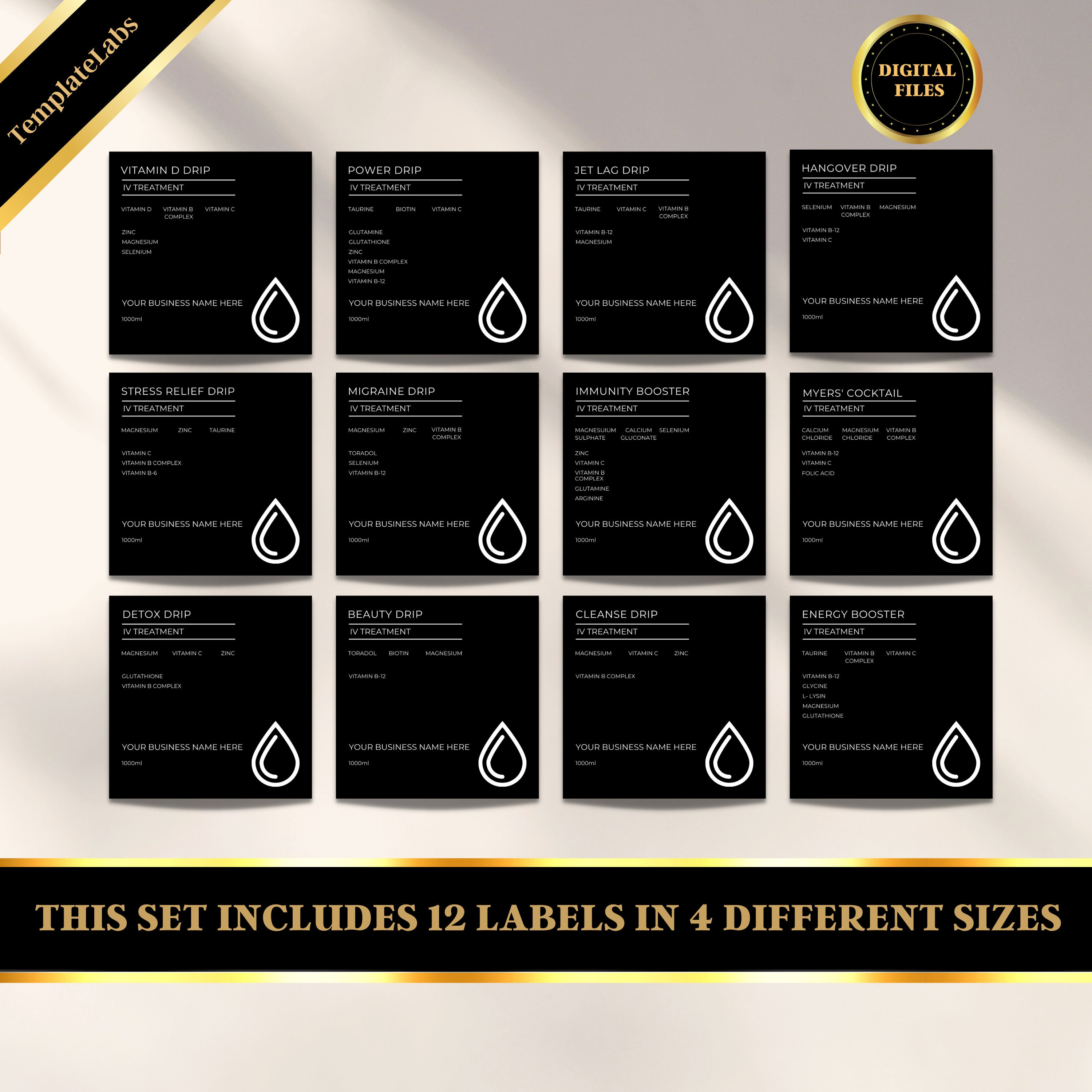 IV Bag Label, IV Vitamin Drip, DIY Label, Printable Label Template ...