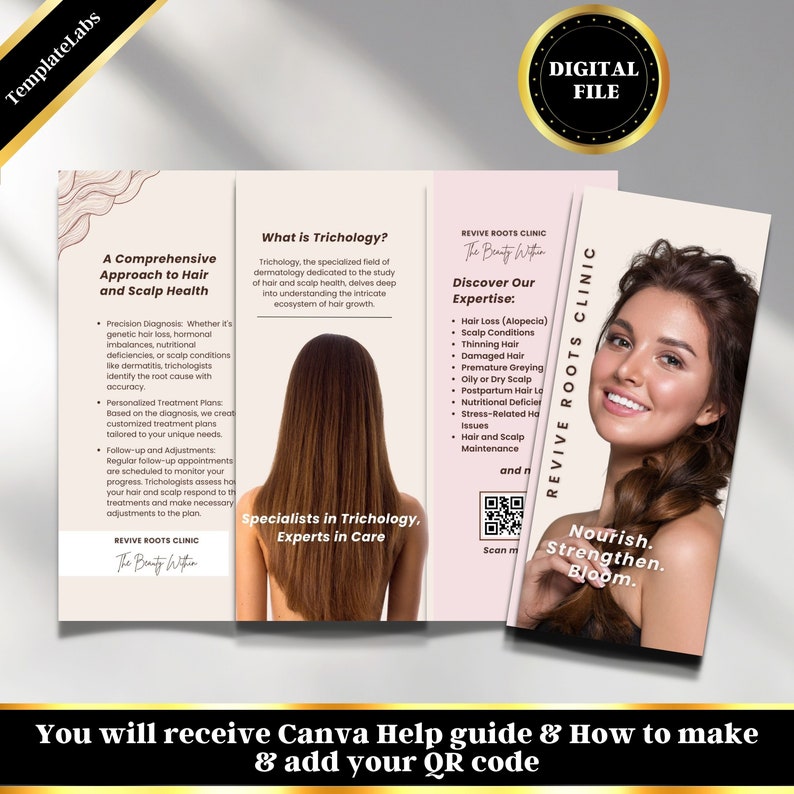 Trichology Brochure, Hair Loss Template, Scalp Treatment, Tri Fold ...