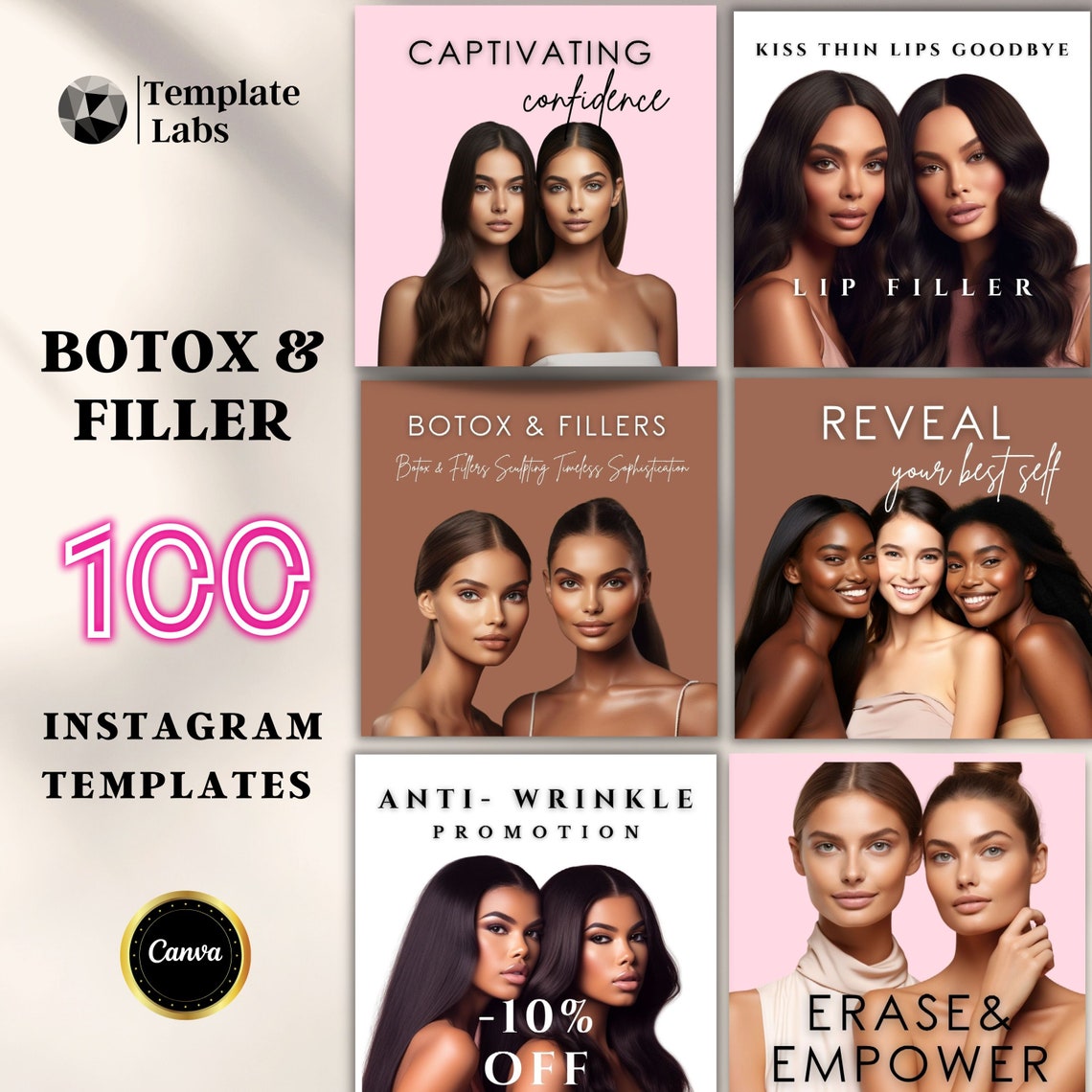 Botox and Filler Instagram Posts, Botox Instagram, Medspa Template for ...