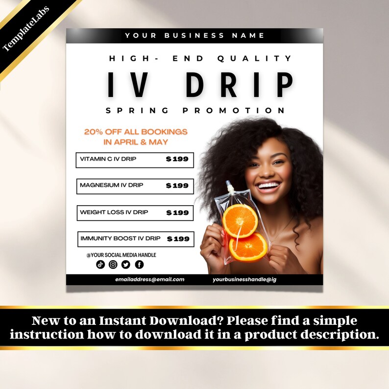IV Therapy Instagram, IV Drip Template, Iv Drip Flyer, Spring Sale ...