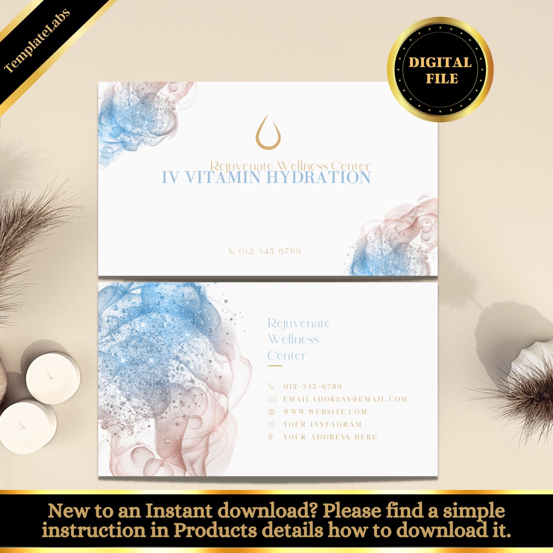 IV Drip Business Card Printable Business Card Template DIY - Etsy