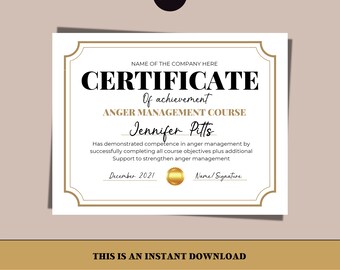 Anger Management For Adults Certificate Of Completion Anger Management ...
